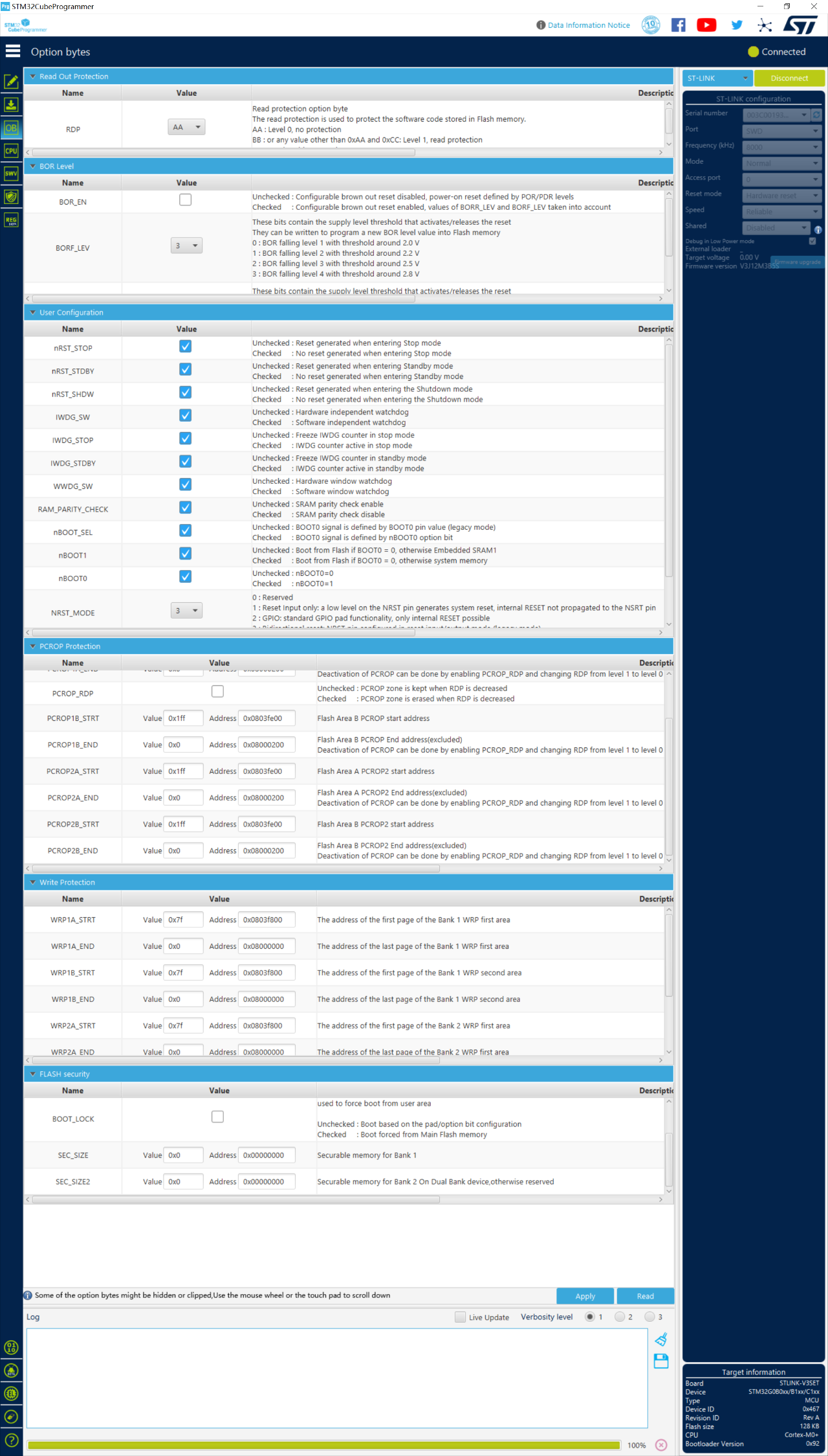 STM32G0B1RBT6默认optionbyte熔丝配置 - 大大通(简体站)